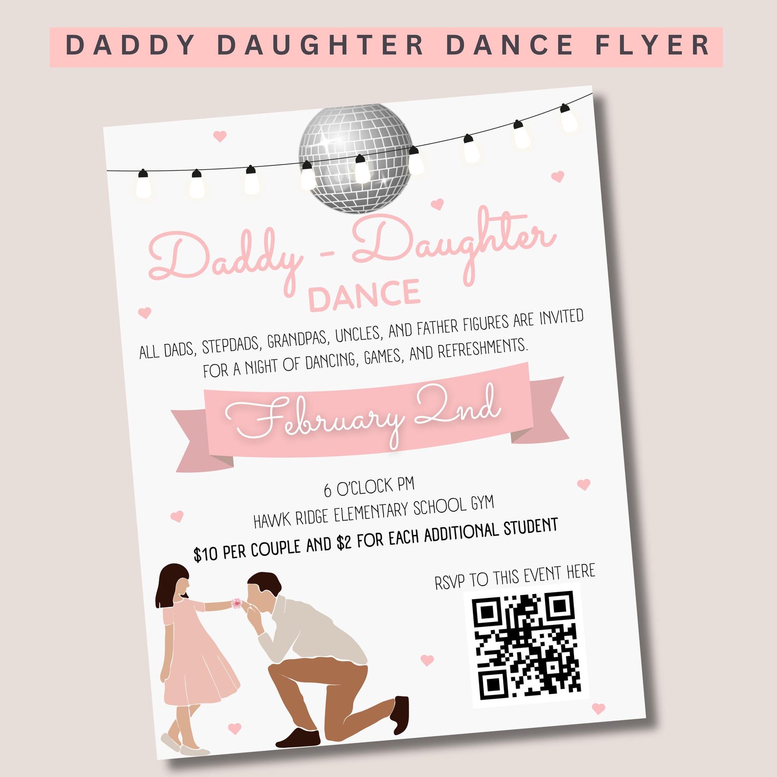 Editable Daddy Daughter Dance, School Dance Flyer, Daddy Daughter Event ...