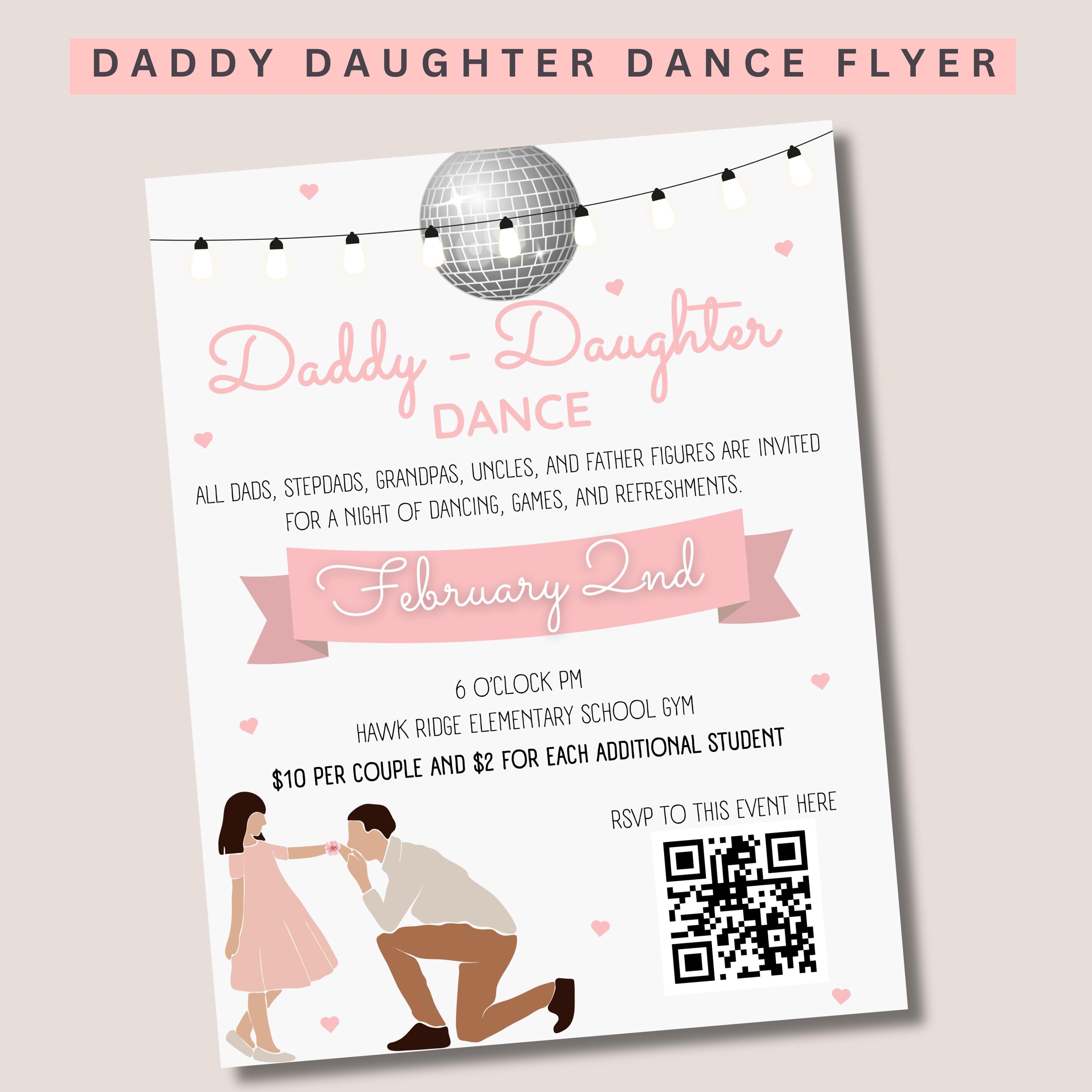 Editable Daddy Daughter Dance, School Dance Flyer, Daddy Daughter Event ...