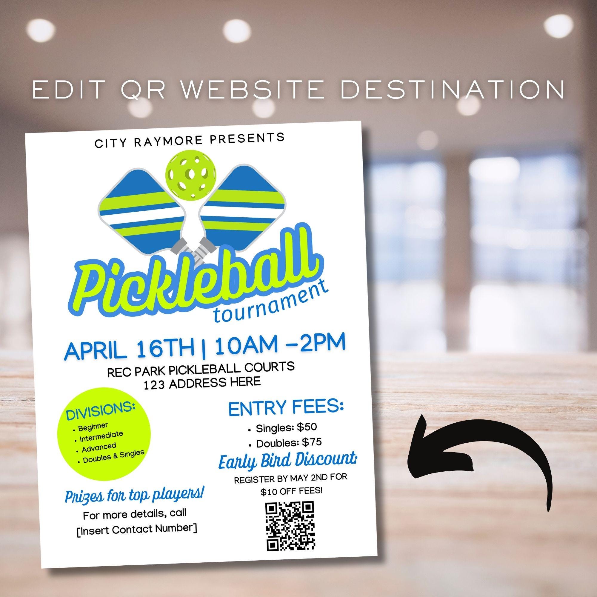 Pickleball Flyer, Pickleball Tournament Flyer, Editable Flyer ...