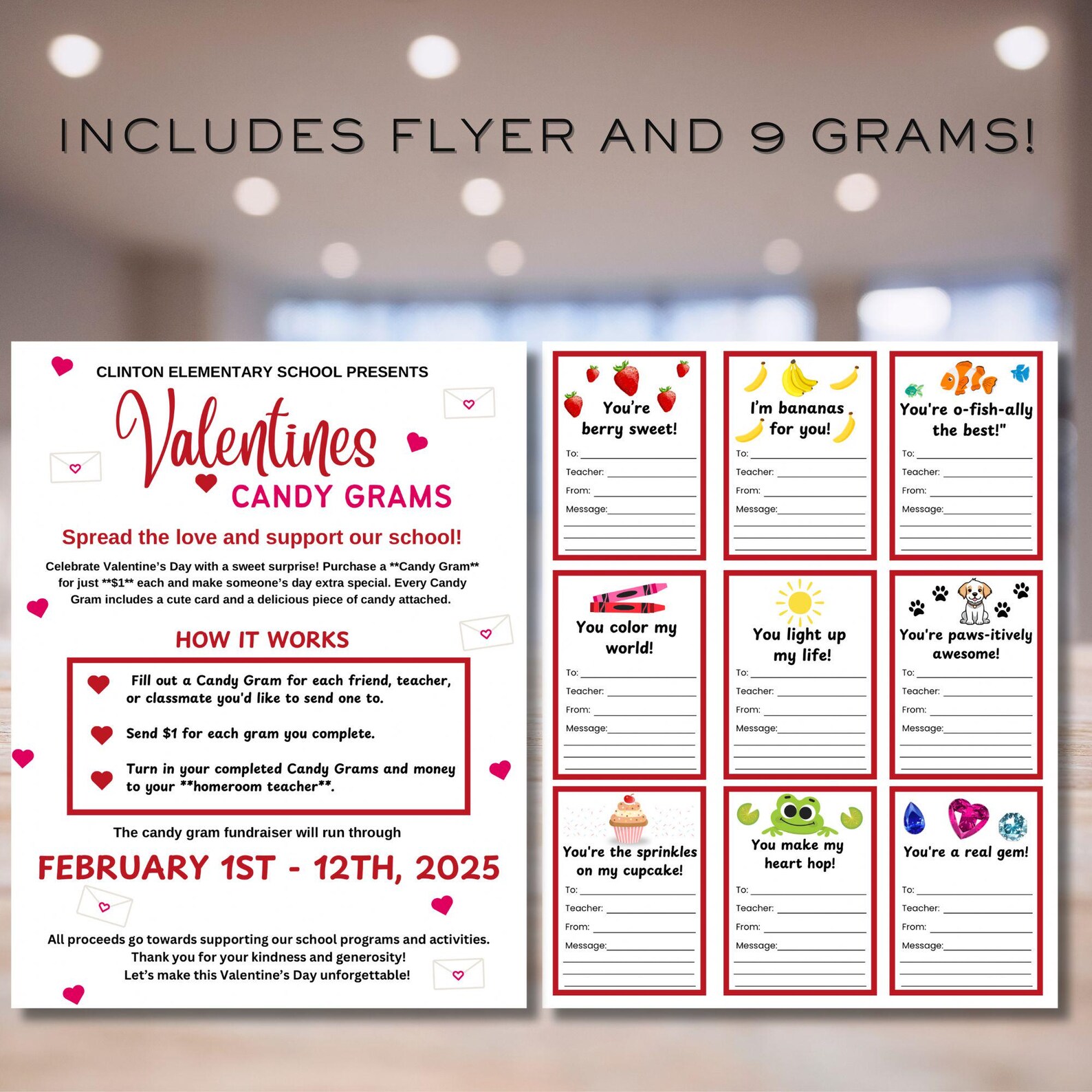 Editable Valentines Candy Gram Flyer, Valentines Fundraiser Flyer ...