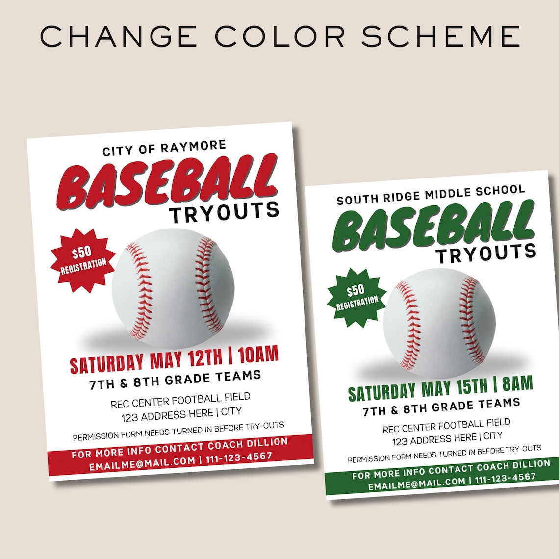 Editable Flyer, Baseball Tryout Flyer, Baseball Sign up Flyer, Canva ...
