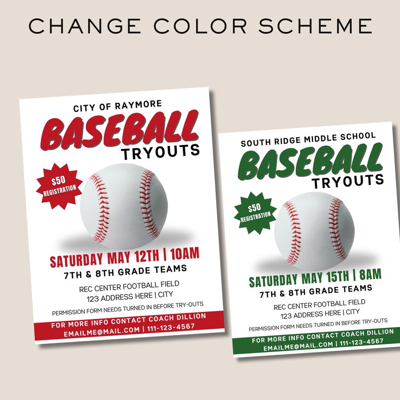 Editable Flyer, Baseball Tryout Flyer, Baseball Sign up Flyer, Canva ...