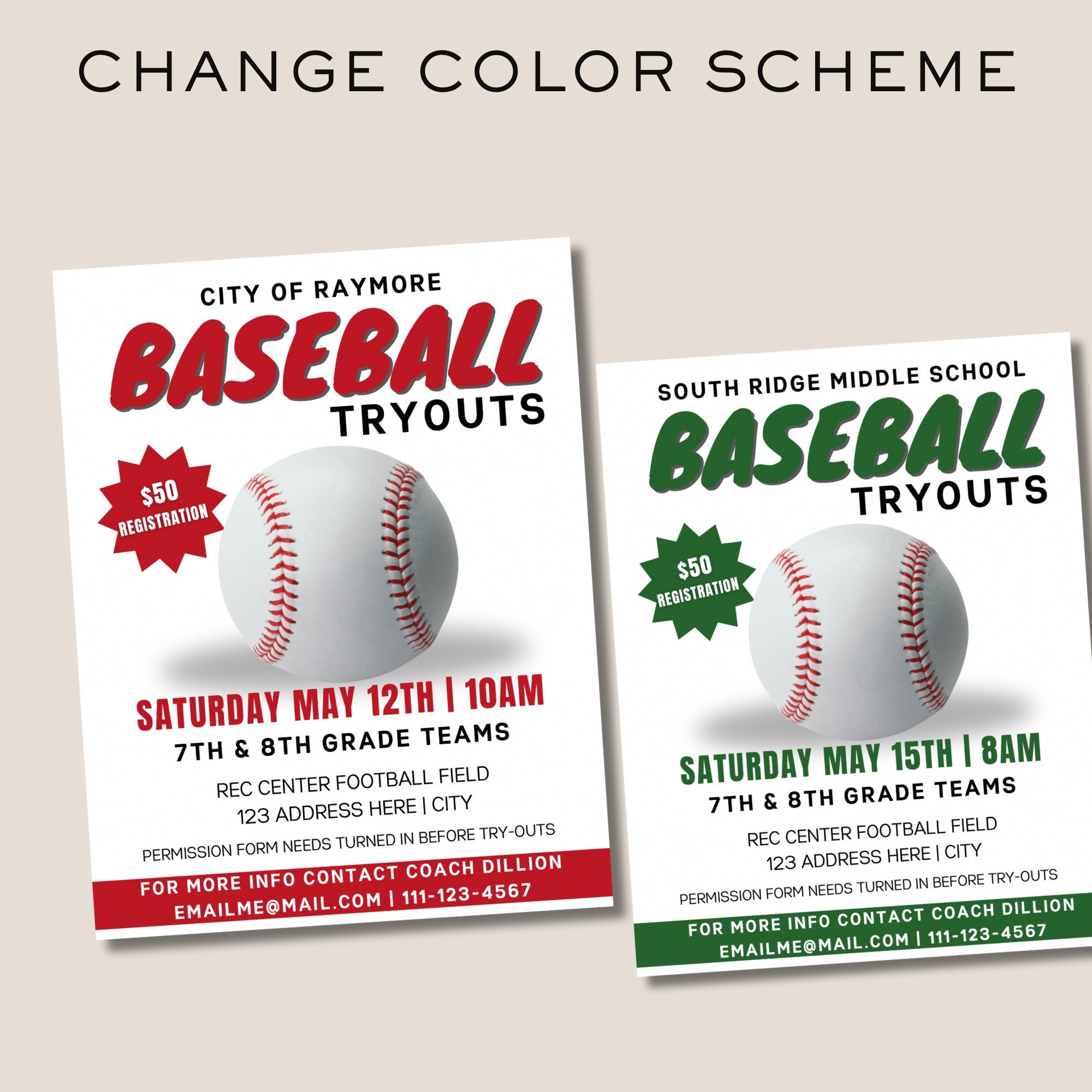 Editable Flyer, Baseball Tryout Flyer, Baseball Sign up Flyer, Canva ...