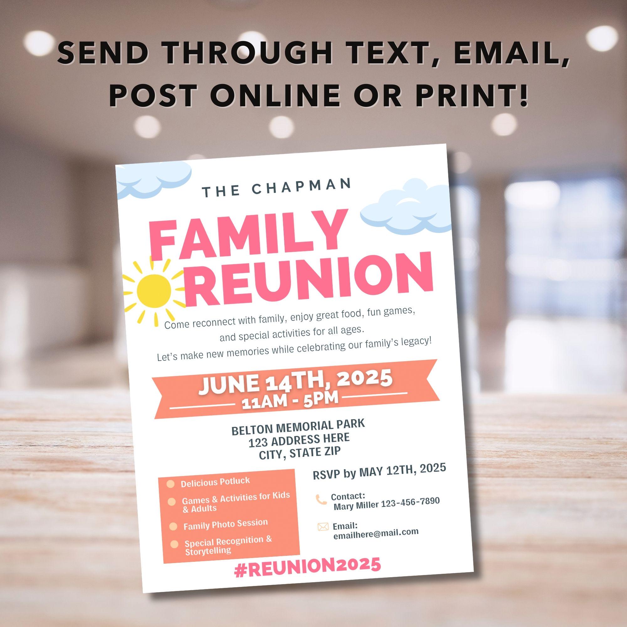 Family Reunion Flyer, Family Get Together Flyer, Family Reunion Flyer ...
