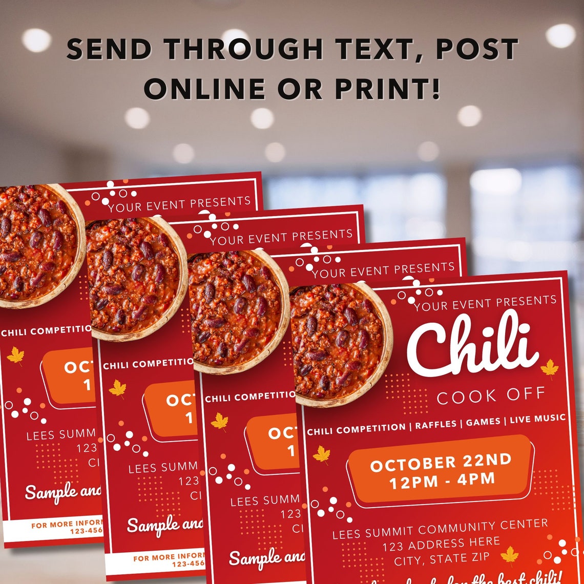 Chili Cook off Flyer, Chili Competition, Chili Theme Flyer, Event Flyer ...