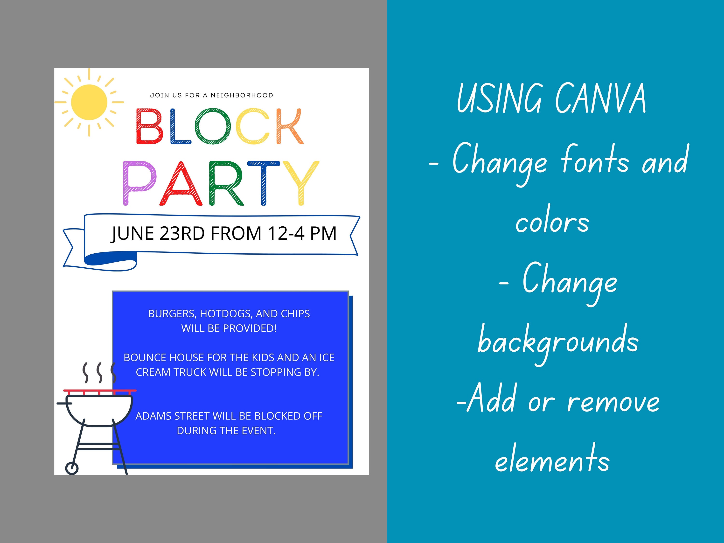 Editable Block Party Flyer, Customizable Flyer, Neighborhood Flyer ...