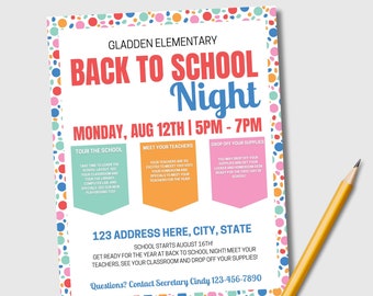 Back to School Night Flyer, Editable Back to School Night Template ...