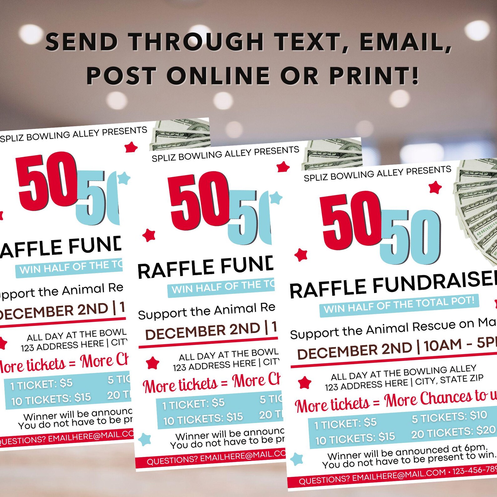 50 50 Raffle Fundraiser Flyer, Raffle Event, Raffle Flyer, Fundraiser ...