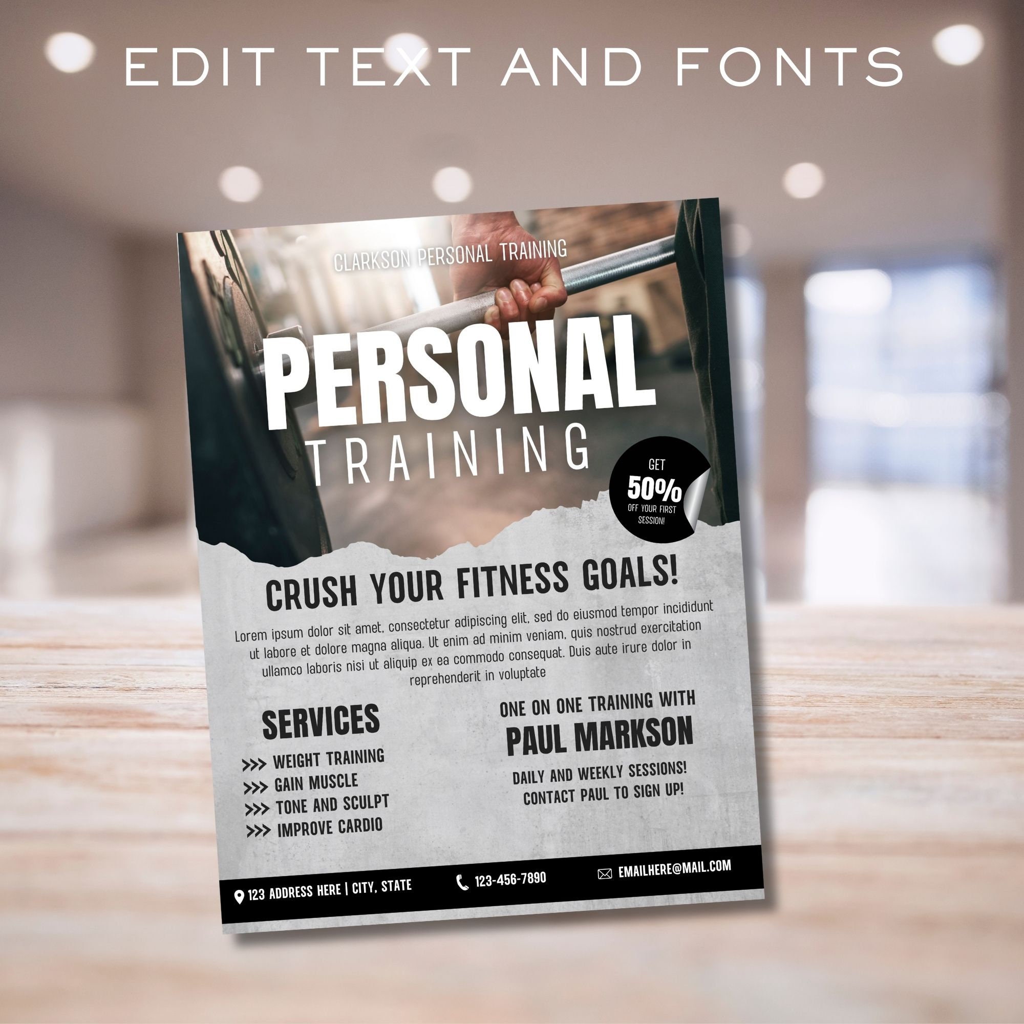 Personal Training Flyer, Exercise Flyer, Workout Advertisement, Canva ...