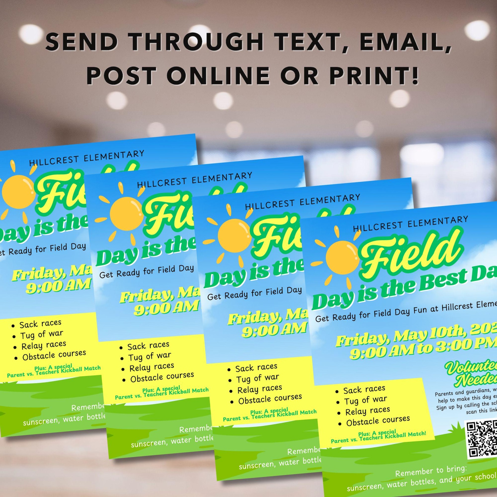 School Field Day Flyer, Editable Field Day Flyer, Fun Day Flyer, School ...