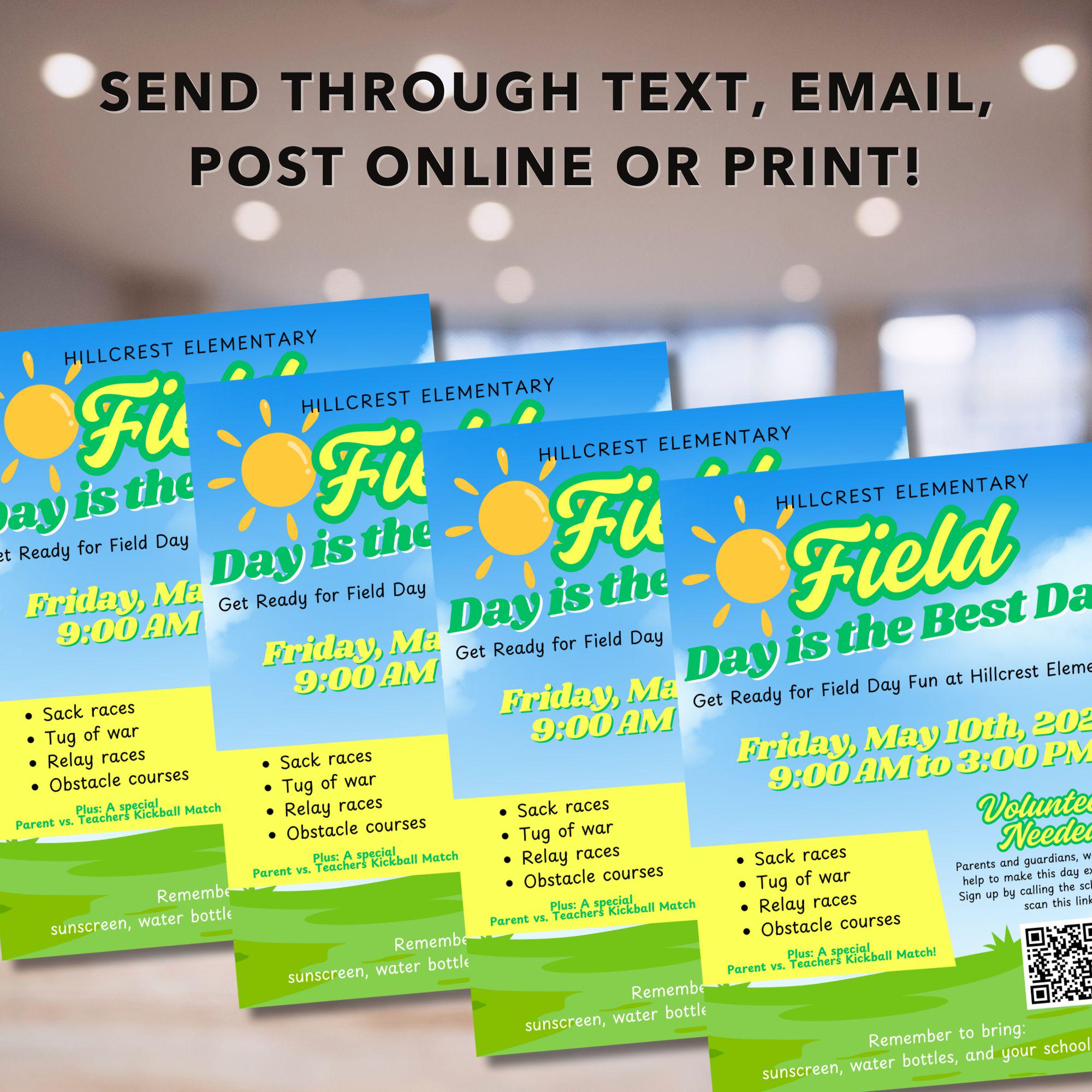 School Field Day Flyer, Editable Field Day Flyer, Fun Day Flyer, School ...