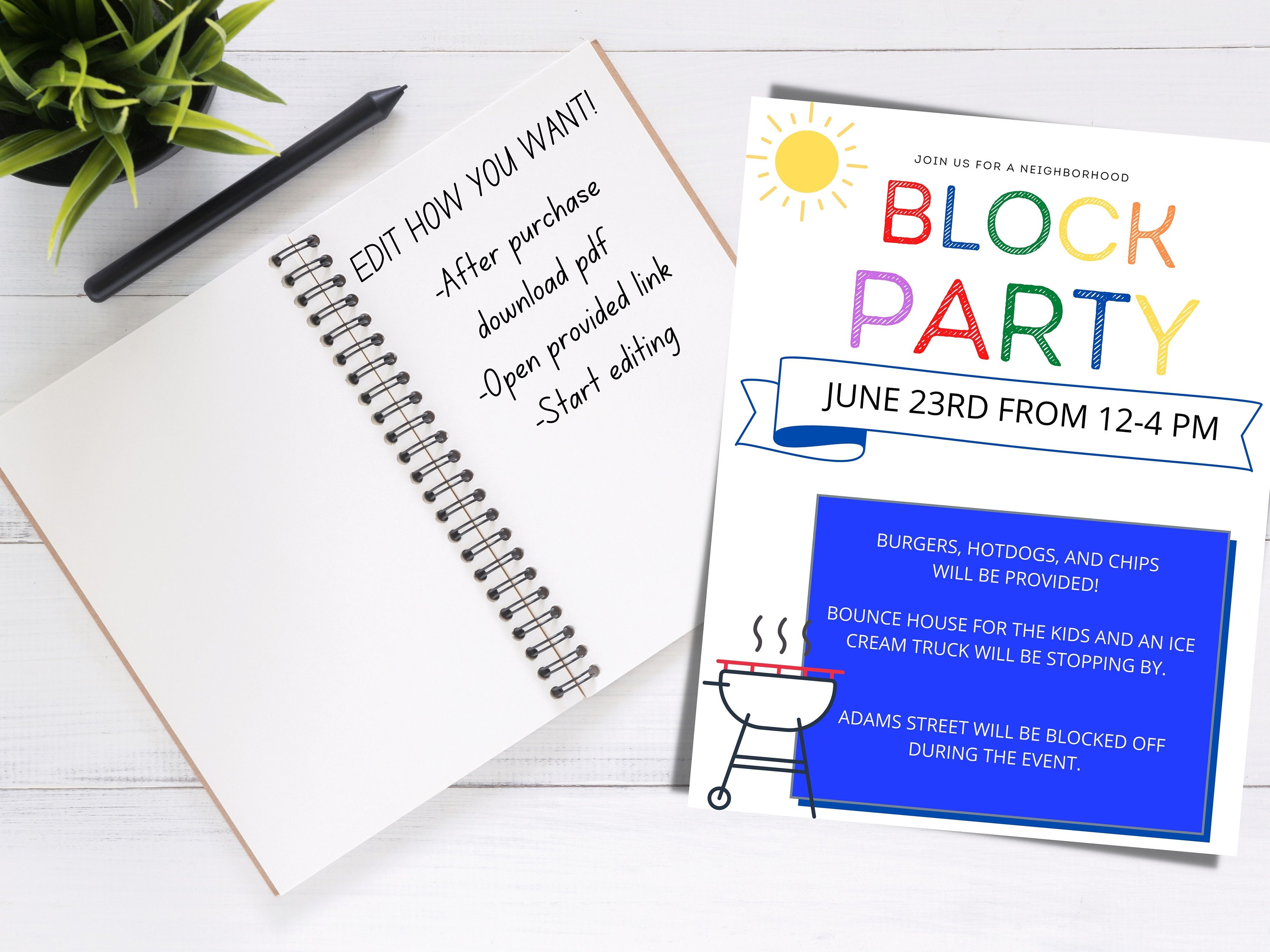 Editable Block Party Flyer, Customizable Flyer, Neighborhood Flyer ...