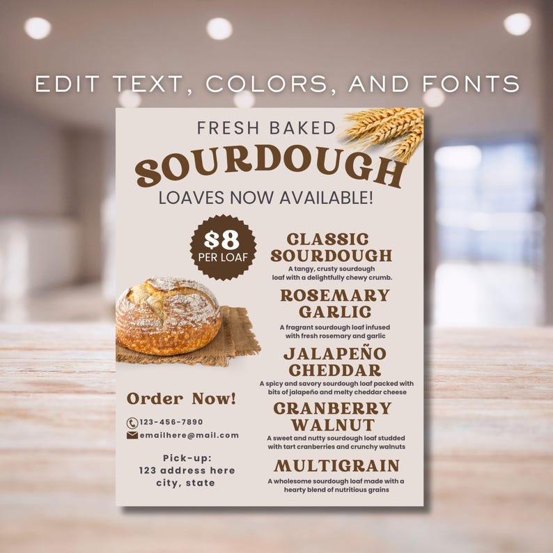 Sourdough Flyer, Sourdough Sale Flyer, Bread Flyer, Bread for Sale ...