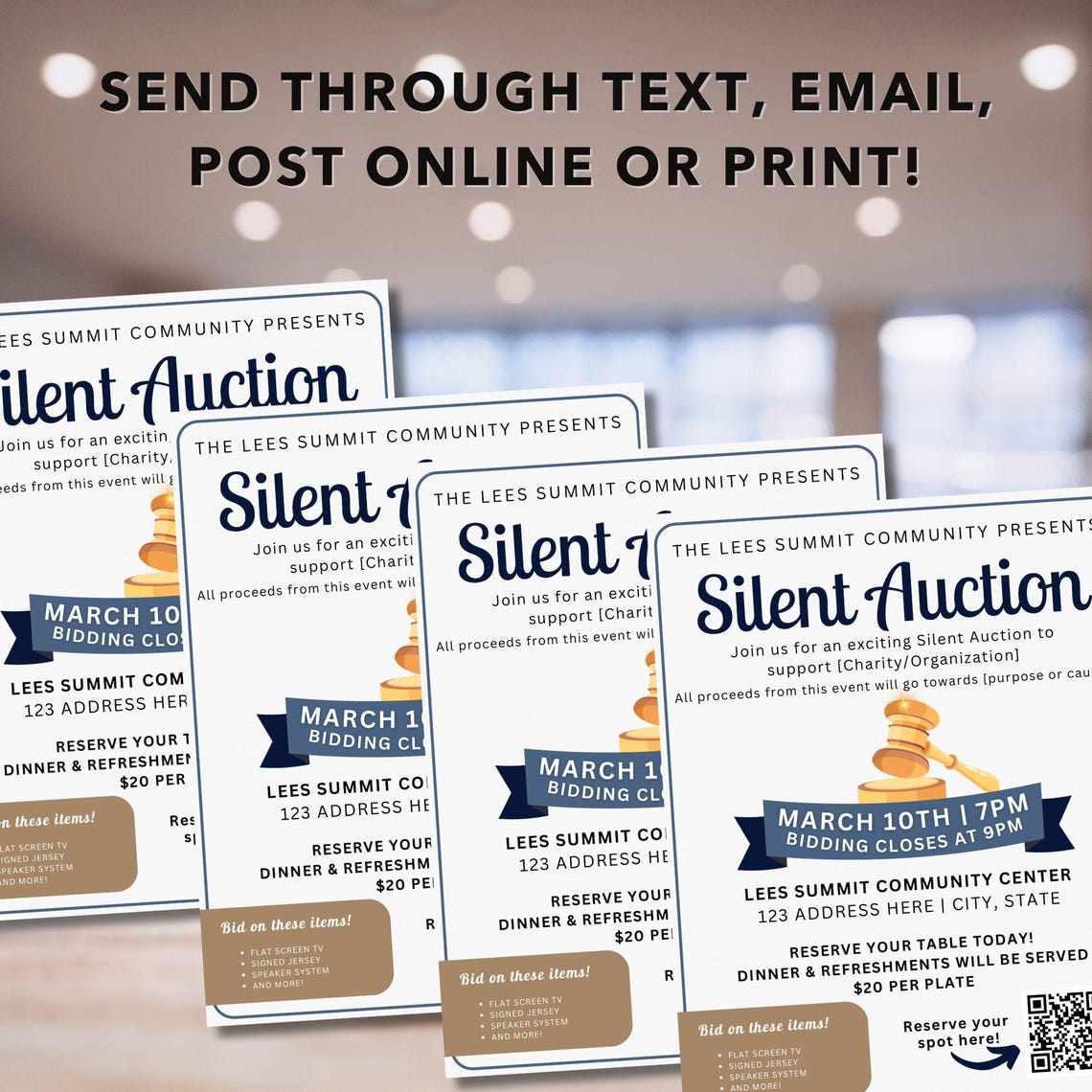 Silent Auction Fundraiser Flyer, Raffle Event, Silent Auction Flyer ...