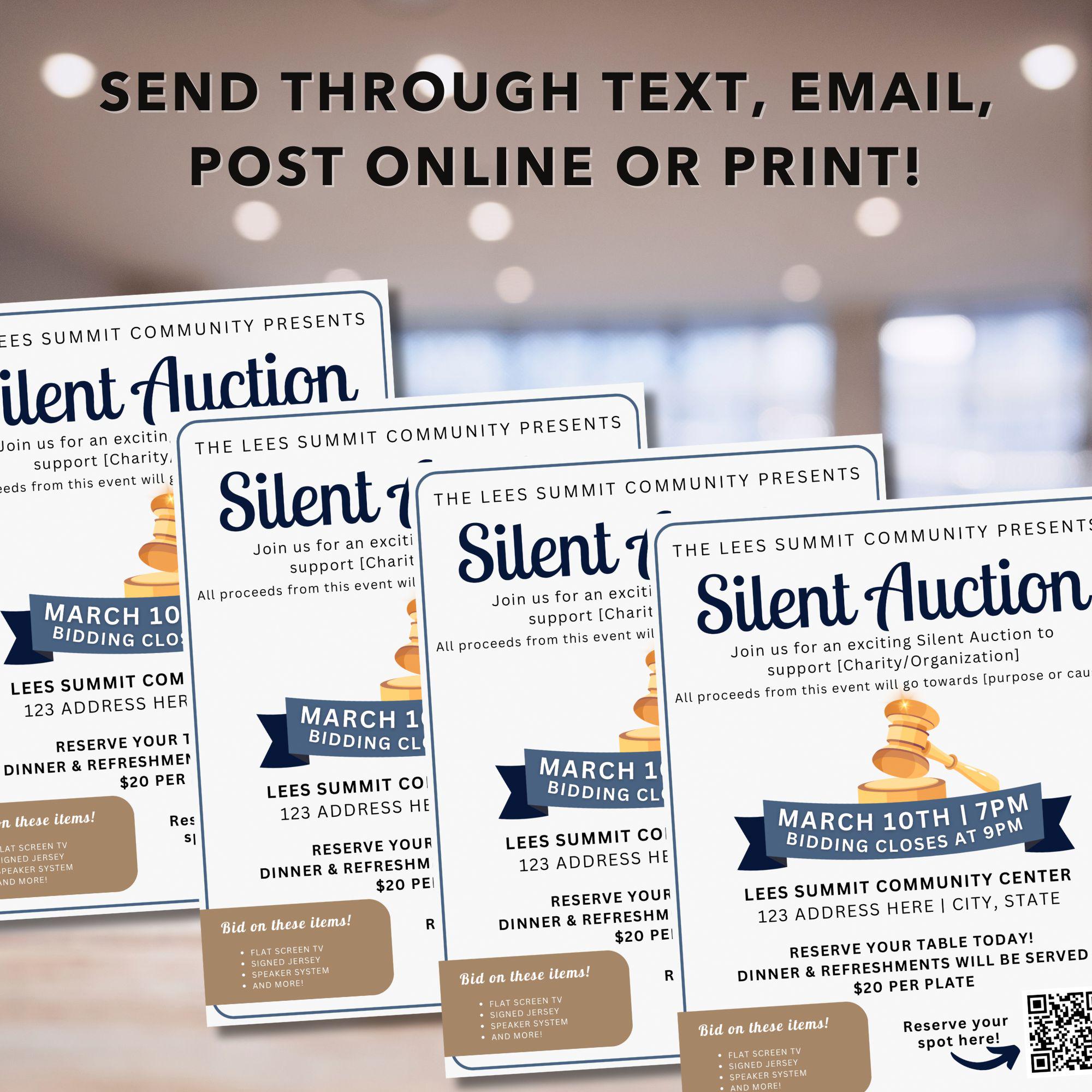 Silent Auction Fundraiser Flyer, Raffle Event, Silent Auction Flyer ...