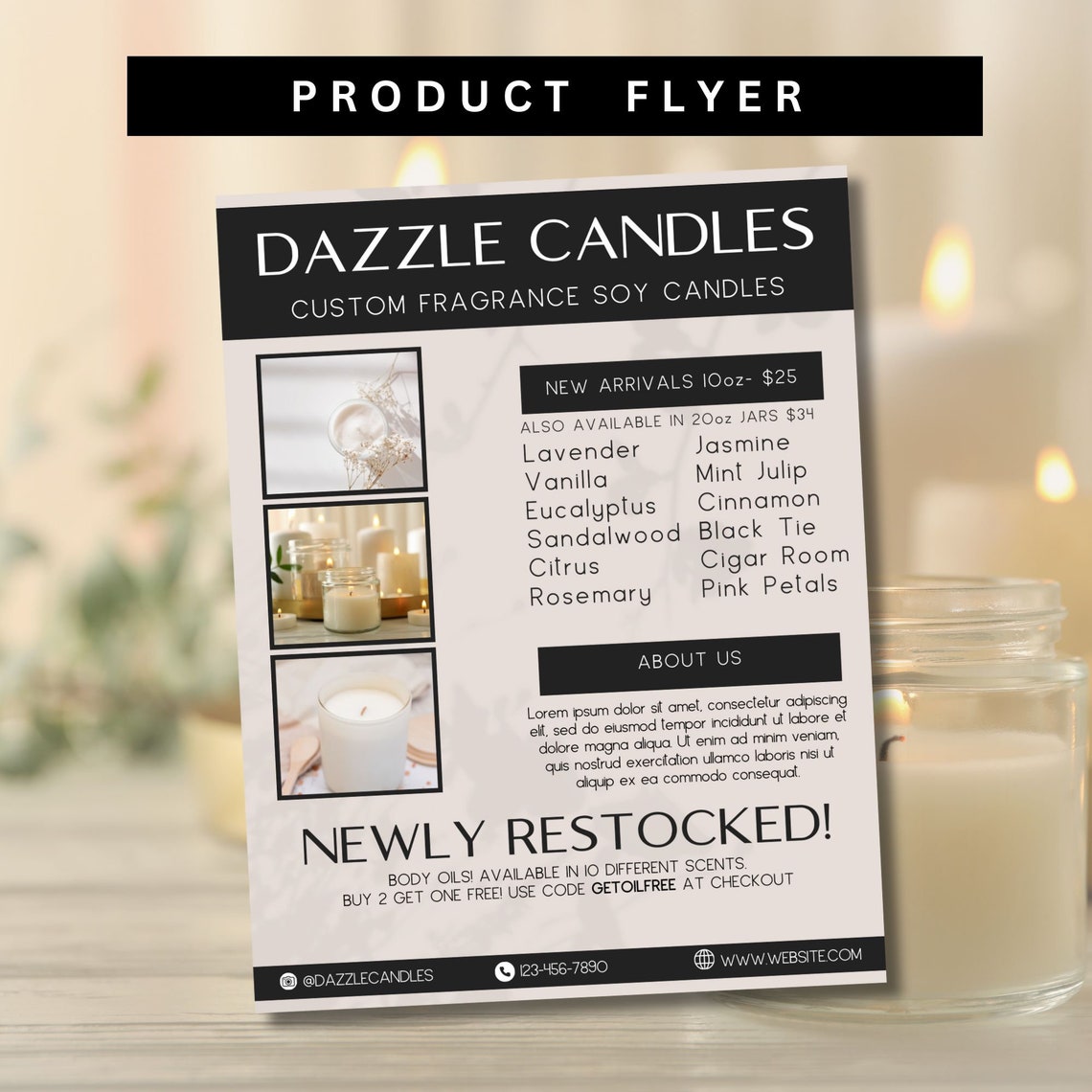 Product Flyer Template, Candle Business Flyer, Soap Business Flyer ...