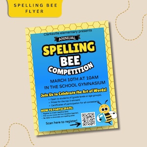 Spelling Bee Flyer, School Spelling Bee, Spelling Competition, Spelling ...
