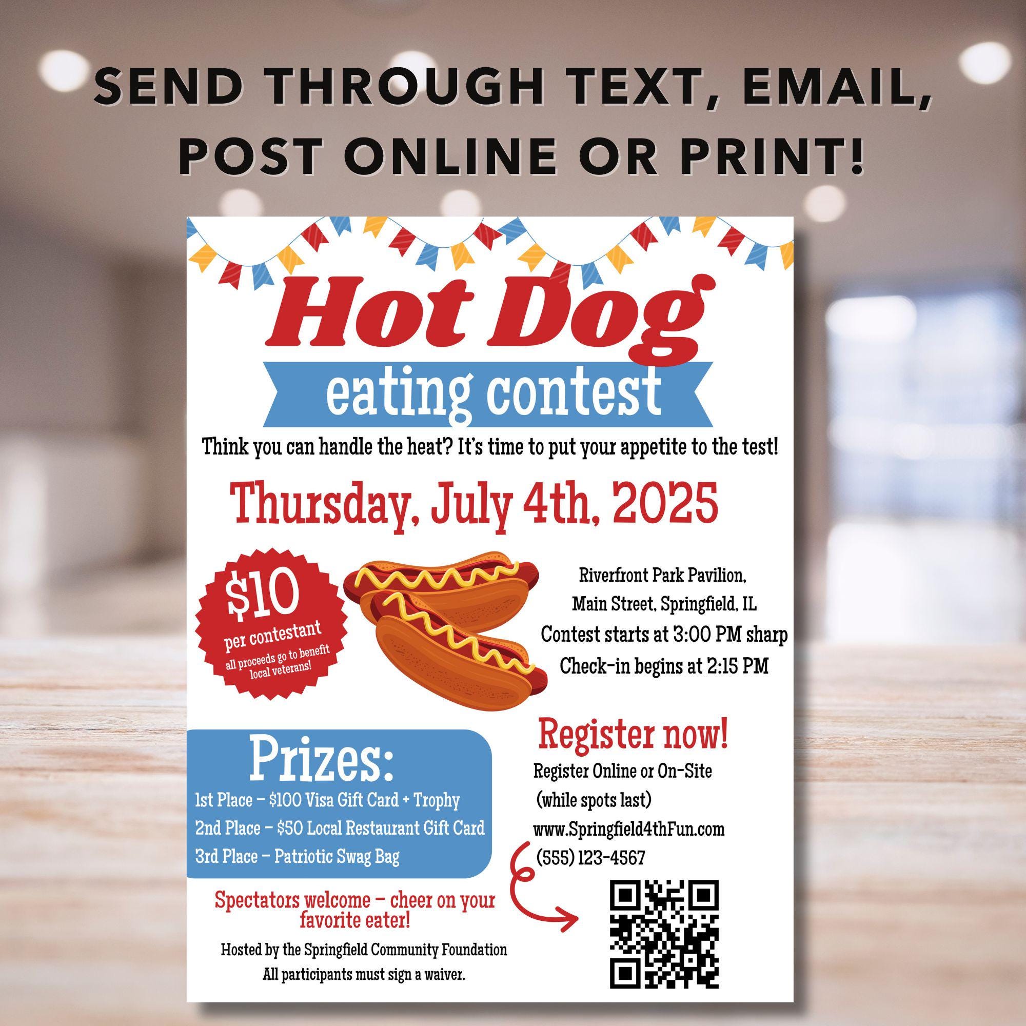 Hot Dog Eating Contest Flyer, Hot Dog Contest , Hot Dog Flyer ...