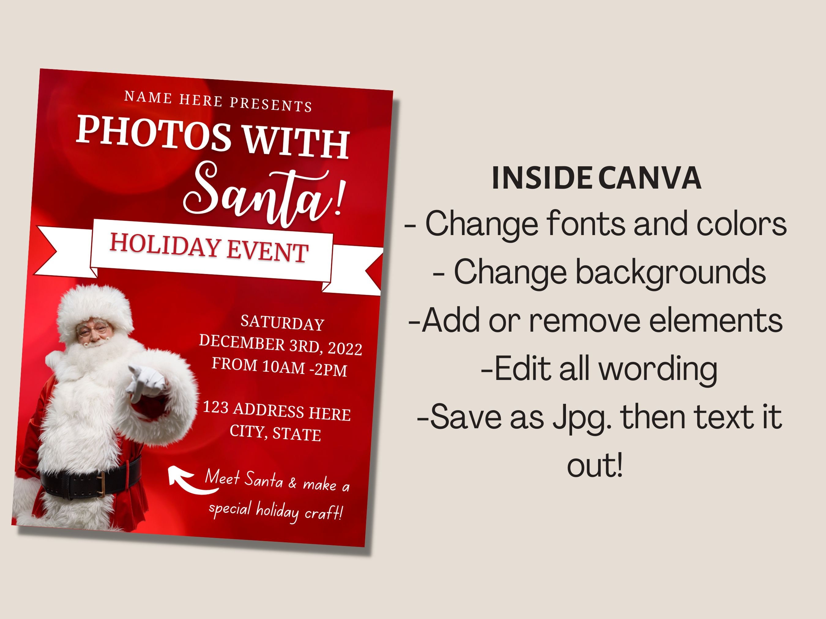 Editable Photos With Santa Flyer, Edit How You Want, Christmas Flyer ...