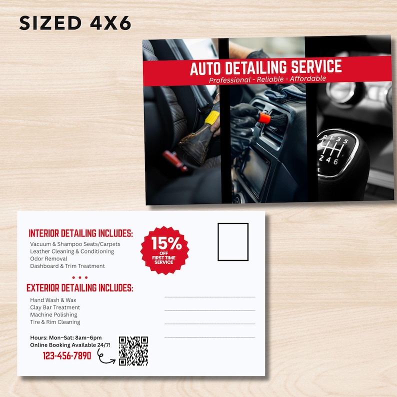 Auto Detailing Postcard Template 6x4 | Editable Canva Template | Car ...