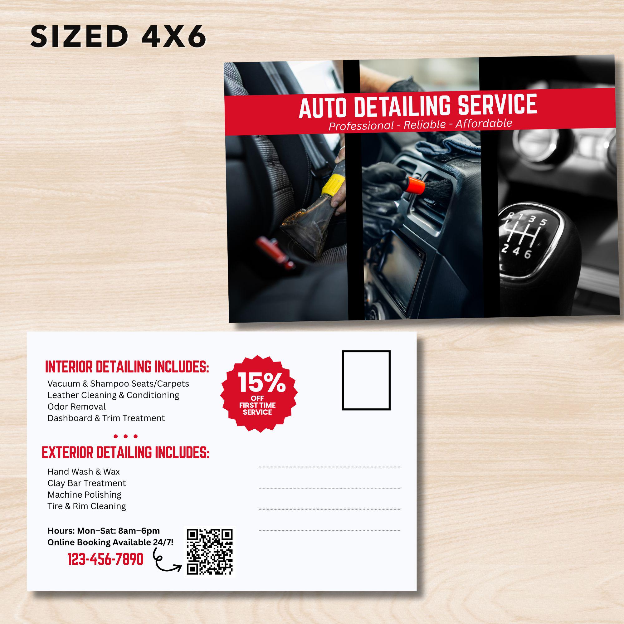 Auto Detailing Postcard Template 6x4 | Editable Canva Template | Car ...