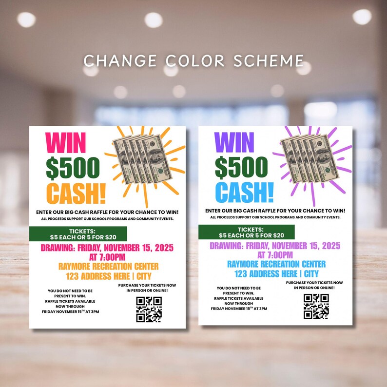 Cash Raffle Fundraiser Flyer, Raffle Event, Raffle Flyer, Fundraiser ...