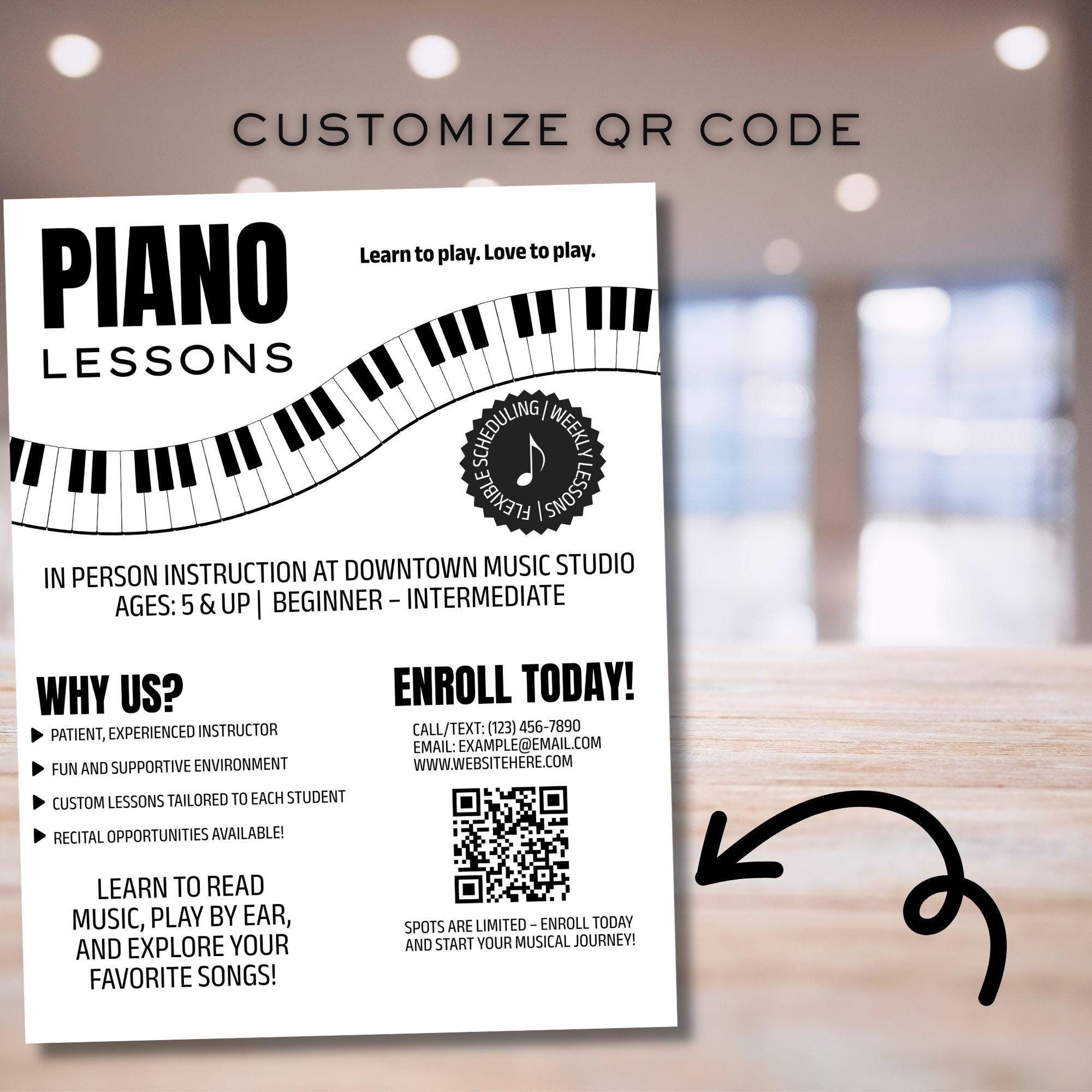 Piano Lessons Flyer Template, Piano Lessons, Music Lessons Flyer, Music ...