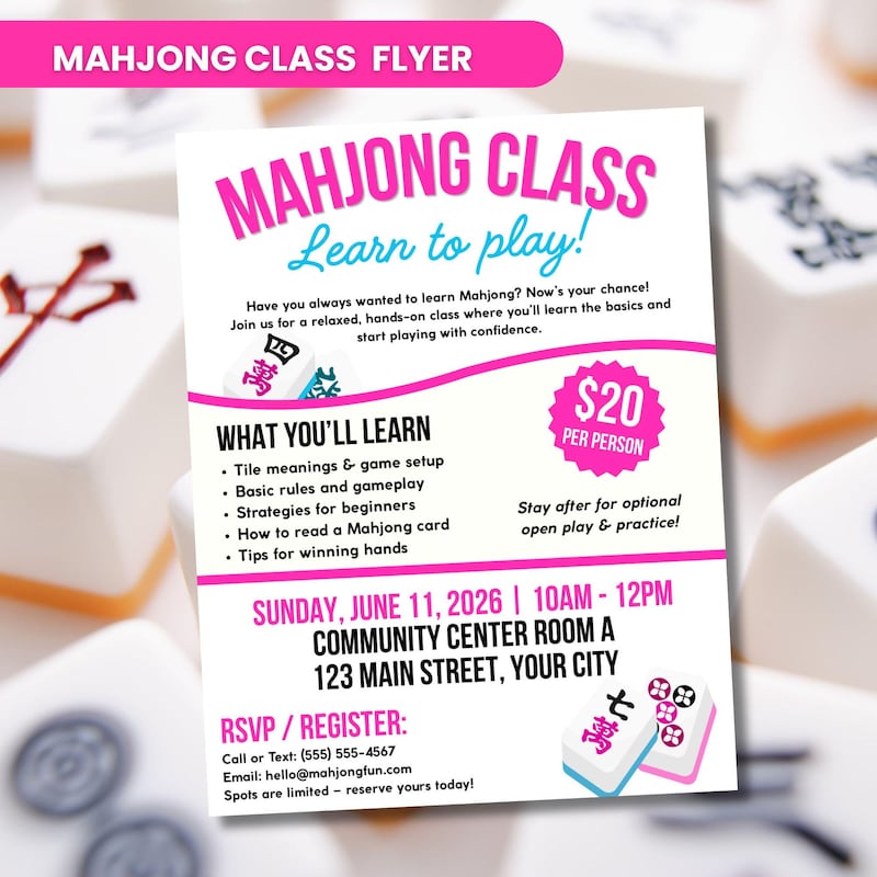 Mahjong Flyer Template - Etsy