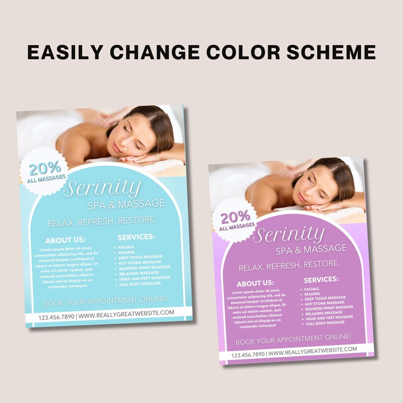 Spa Flyer Template, Massage Therapy Flyer, Massage Advertisement, Spa ...
