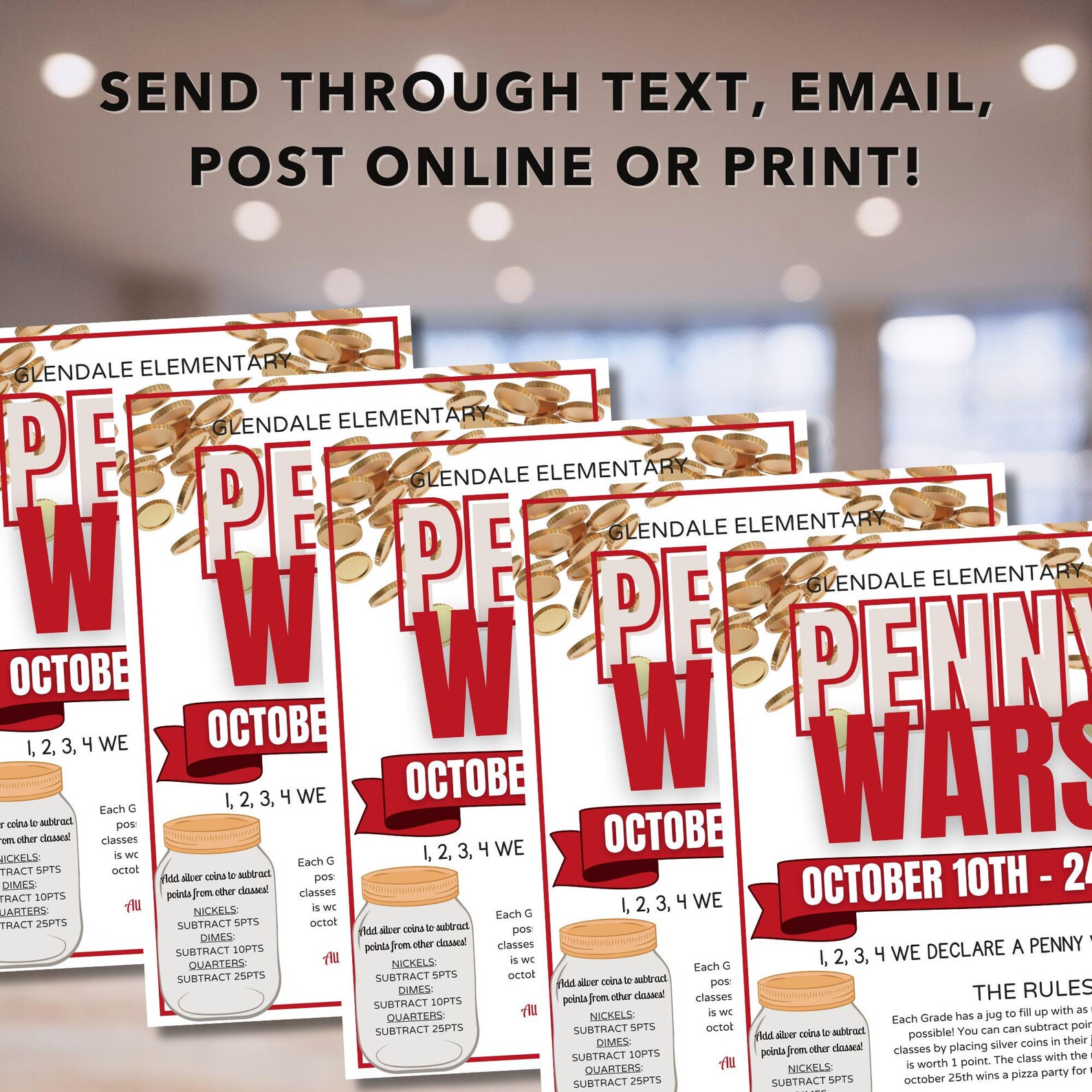 Penny Wars Flyer, School Penny Wars, School Fundraiser Flyer, Penny War ...