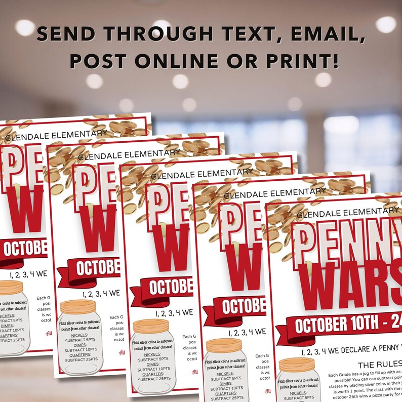 Penny Wars Flyer, School Penny Wars, School Fundraiser Flyer, Penny War ...