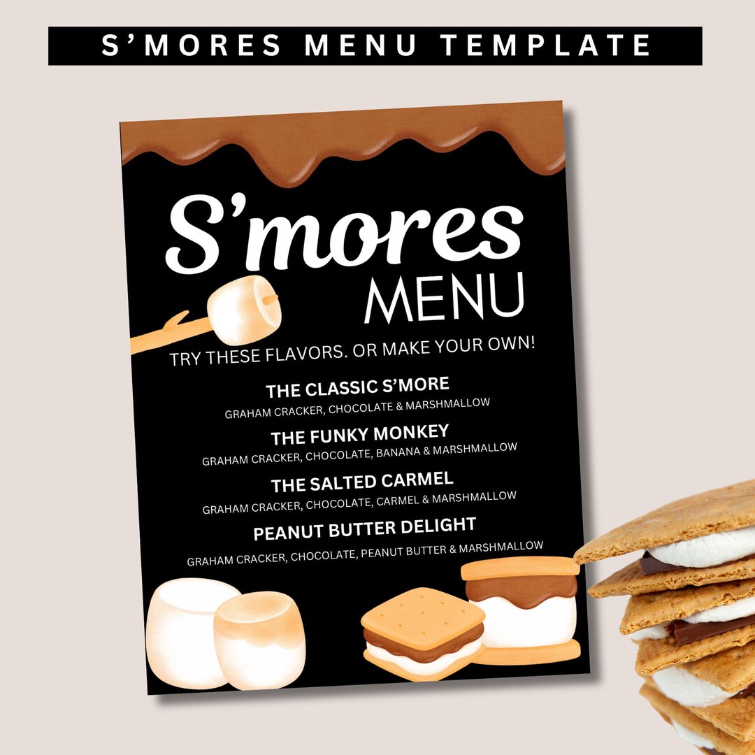 S’mores Menu Template, Menu Template, Smore’s Menu, Food Menu Template ...