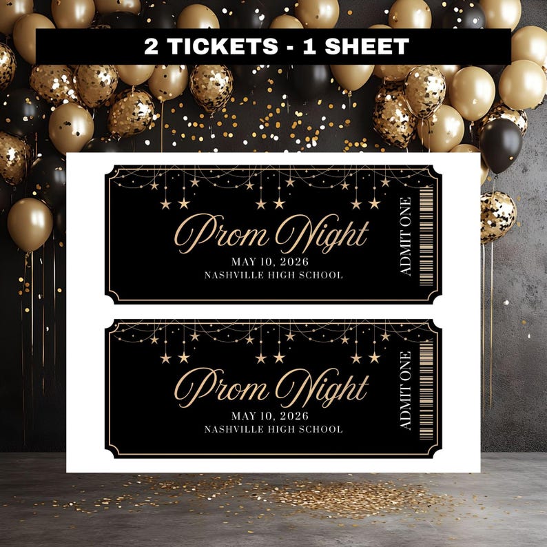 Prom Night Ticket, Prom Ticket, Printable Ticket, Ticket Template ...