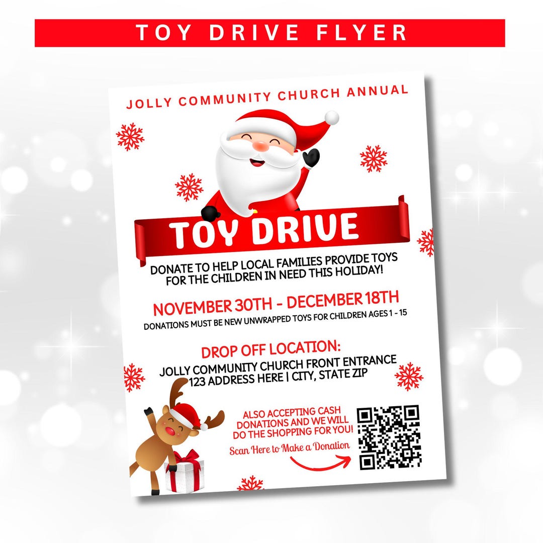 Editable Toy Drive Flyer, Christmas Fundraiser Flyer, Adopt a Family ...