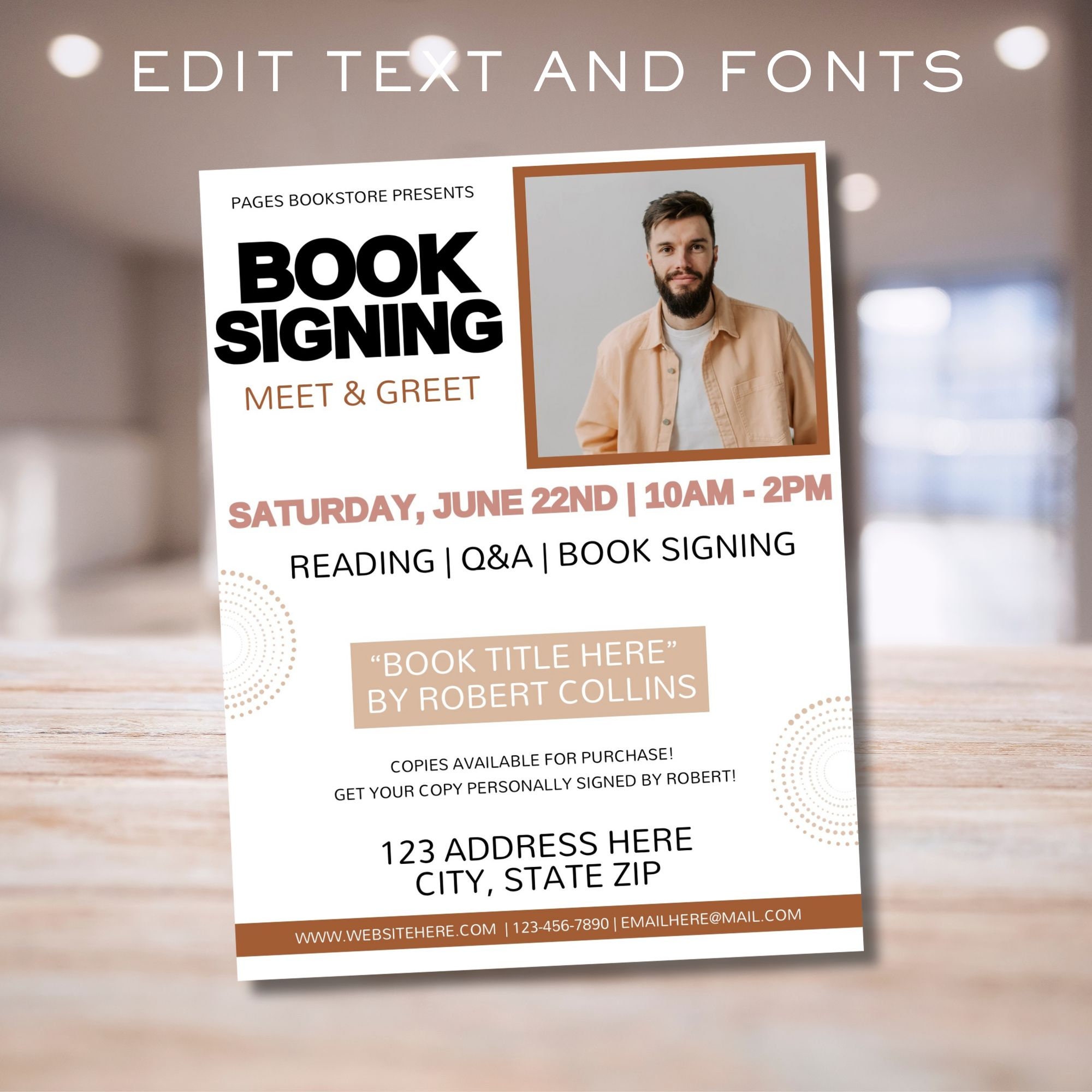 Book Signing Flyer, Bookstore Flyer, Author Meet and Greet Flyer ...