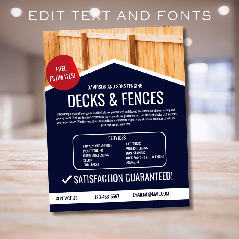 Editable Deck and Fencing Flyer, Fence Business Flyer, Deck Build Flyer ...