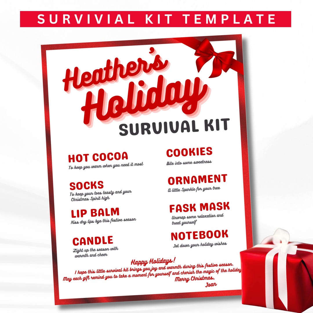 Holiday Survival Kit Template, Survival Kit, Holiday Gift Idea, Last ...