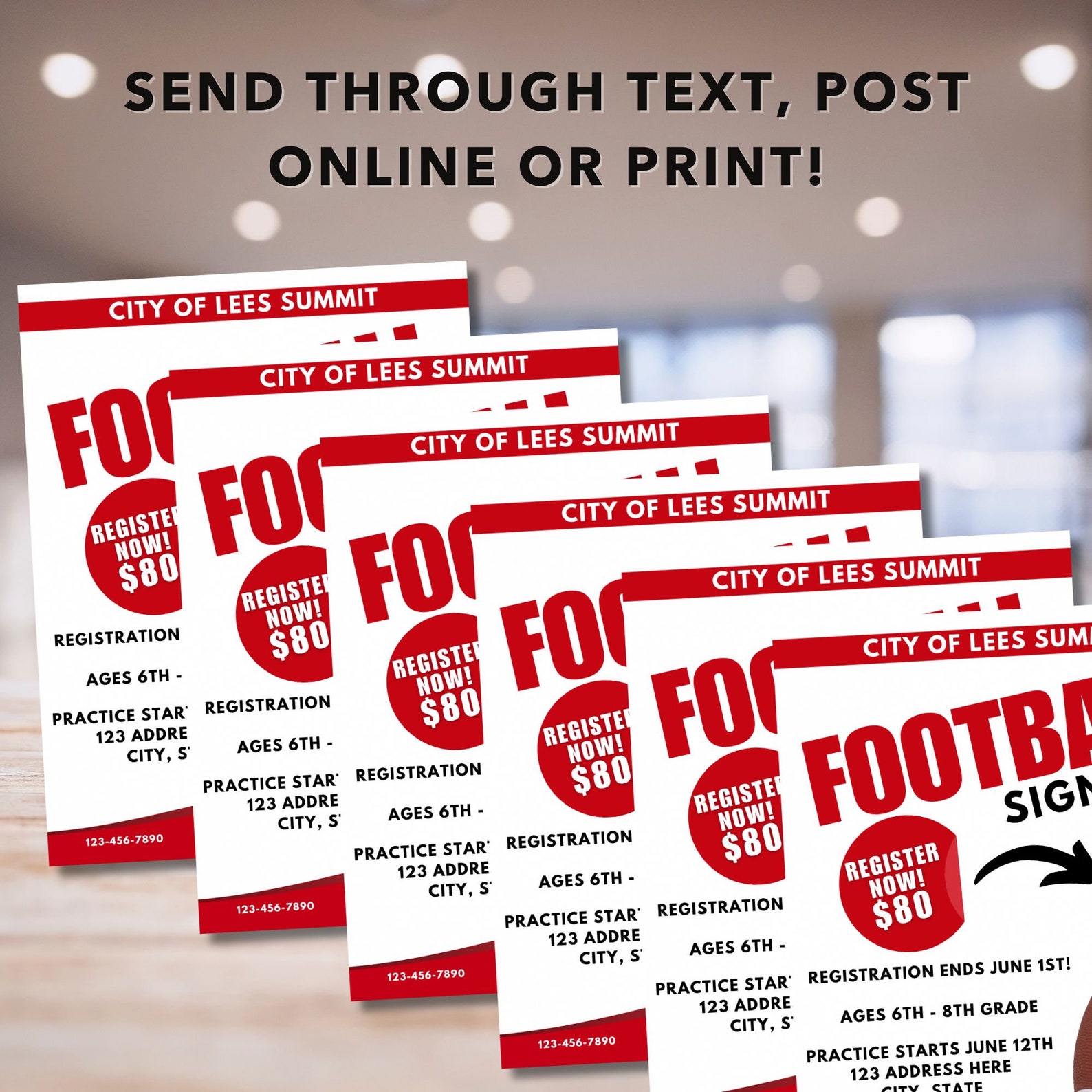 Editable Flyer, Football Flyer, Football Sign up Flyer, Canva Flyer ...
