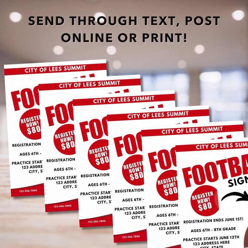 Editable Flyer, Football Flyer, Football Sign up Flyer, Canva Flyer ...