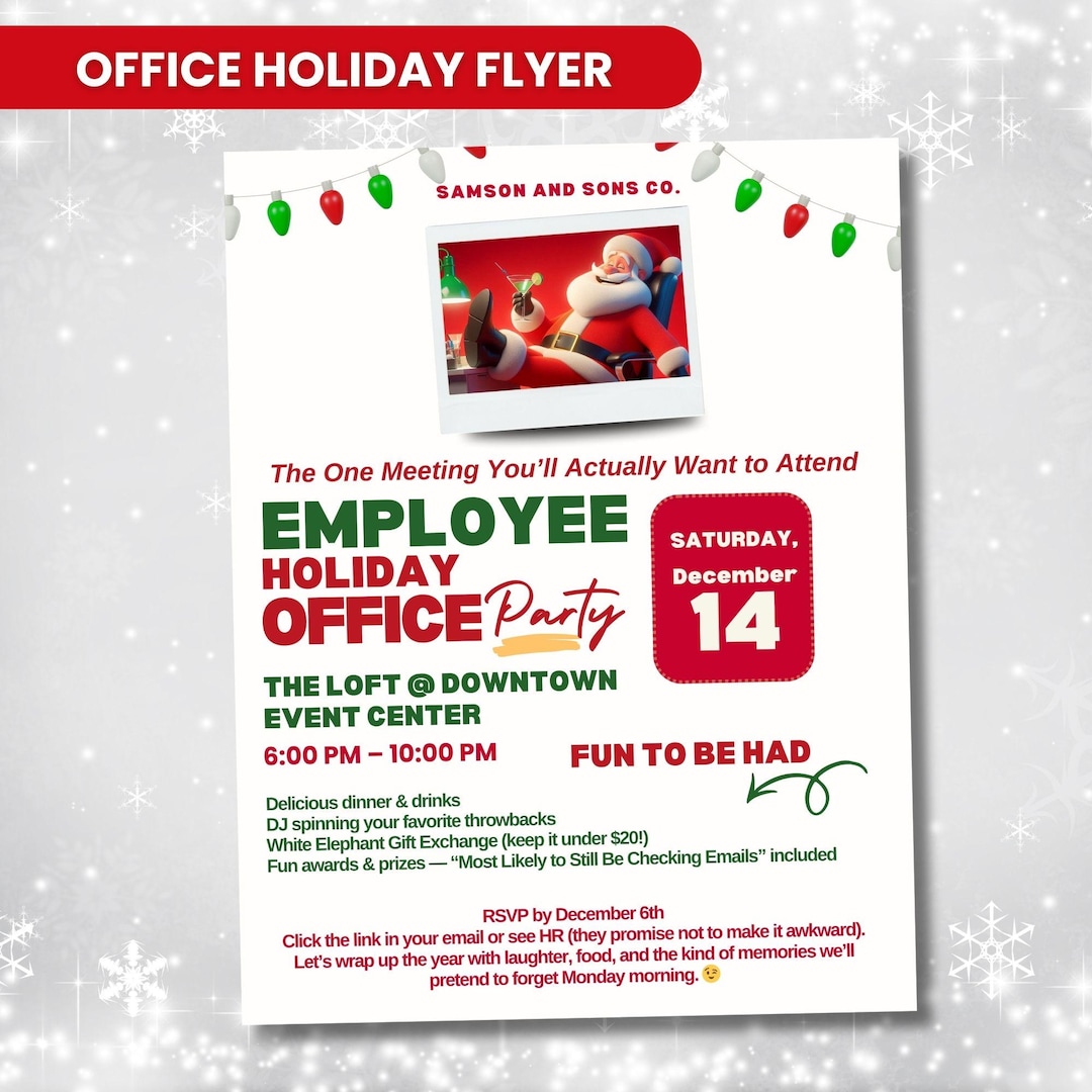 Work Office Party, Office Holiday Party Invite, Office Party Flyer ...