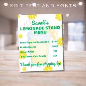Lemonade, Stand Flyer, Lemonade, Stand Menu, Lemonade, Fundraiser ...