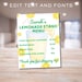 Lemonade, Stand Flyer, Lemonade, Stand Menu, Lemonade, Fundraiser ...