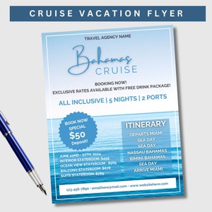 Editable Cruise Vacation Flyer, Travel Agent Flyer, Cruise Ship Flyer ...