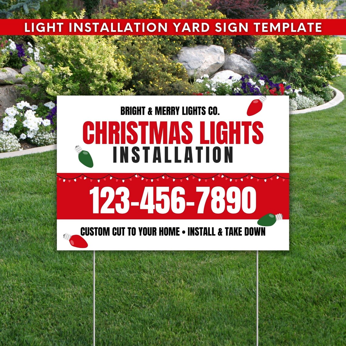 Christmas Light Installation Yard Sign, Holiday Light Installation ...