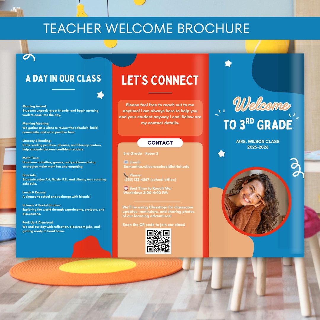 Tri-fold Brochure Meet the Teacher, Classroom Welcome Brochure, First ...