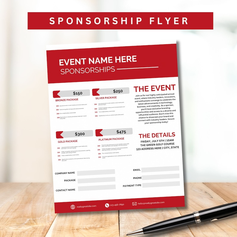 Editable Sponsorship Sign up Sheet, Sponsorship Flyer, Flyer Template ...