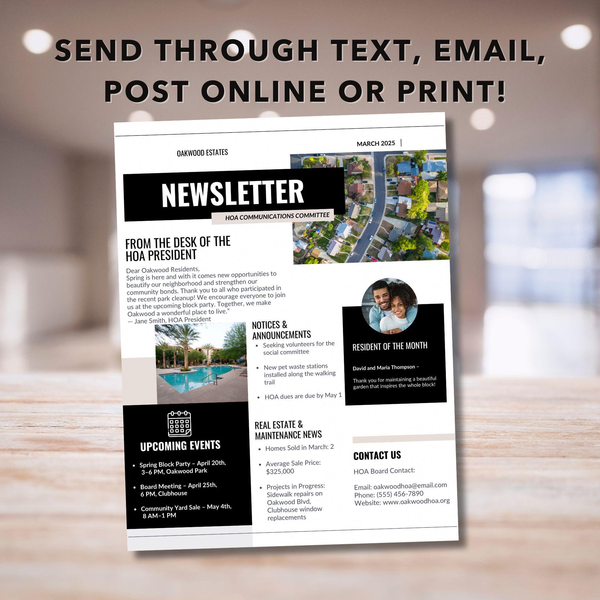 Editable HAO Newsletter Template, HOA Flyer, HOA Newsletter, Canva ...