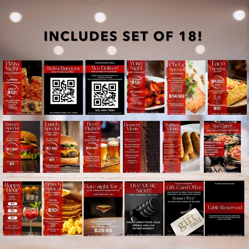 Restaurant Menu Bundle Template, Menu Table Tent, Restaurant Tent Menu ...
