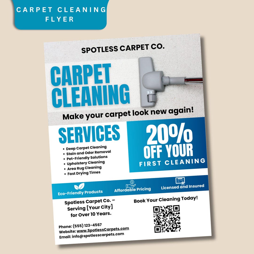 Editable Carpet Cleaning Service Flyer, Carpet Cleaning Flyer, Carpet ...