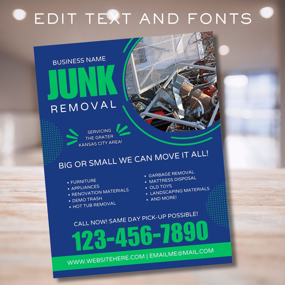 Editable Junk Removal Flyer, Junk Business Flyer, Junk Removal ...
